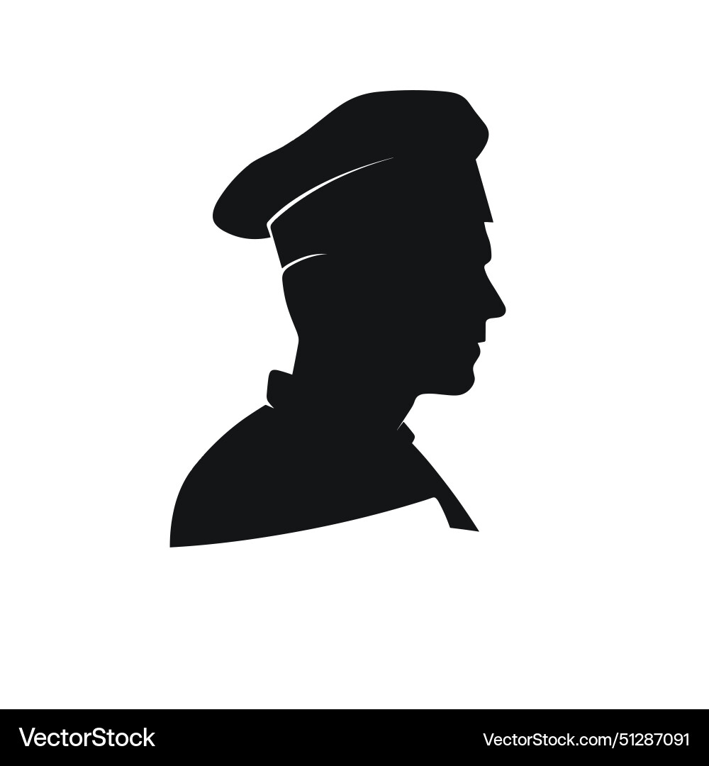 Police officer profile in silhouette Royalty Free Vector