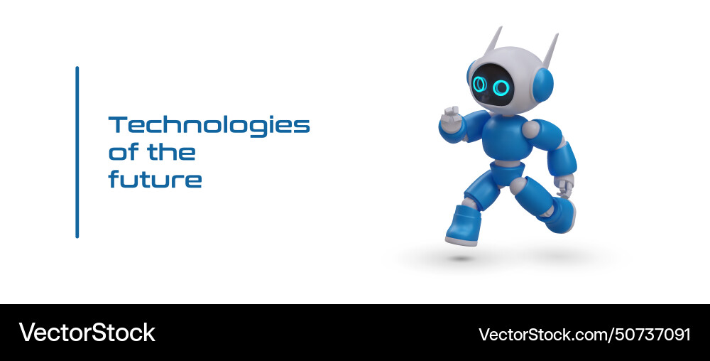 Poster with realistic modern robot running Vector Image