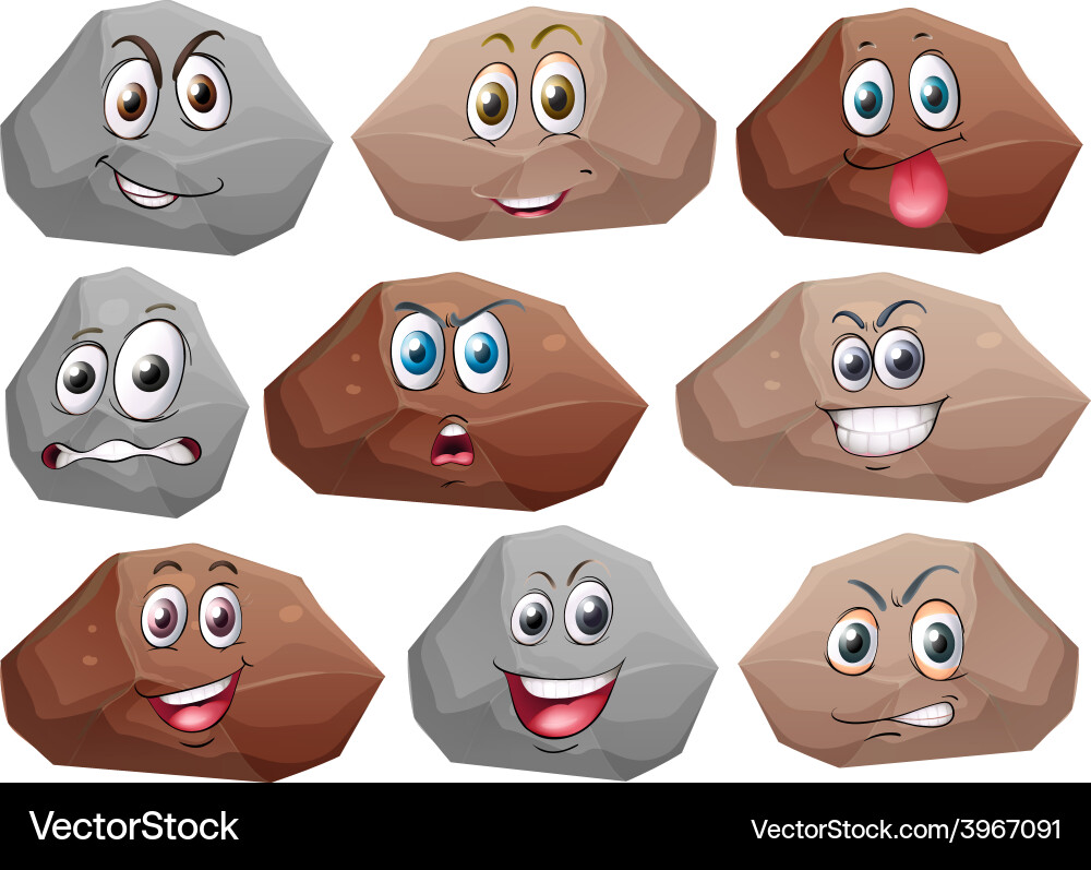 Rocks with Expressive Faces Royalty Free Vector Image