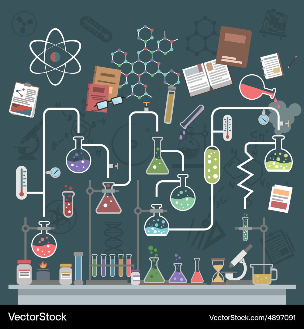 Science Laboratory Flat Concept Royalty Free Vector Image