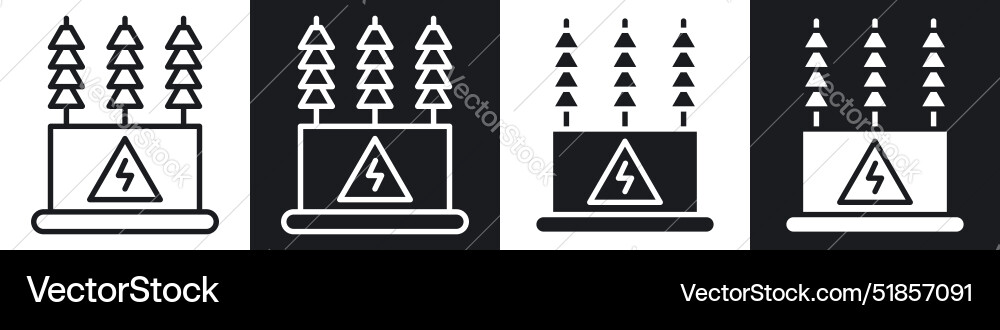 Transformer icon set in black and white filld Vector Image