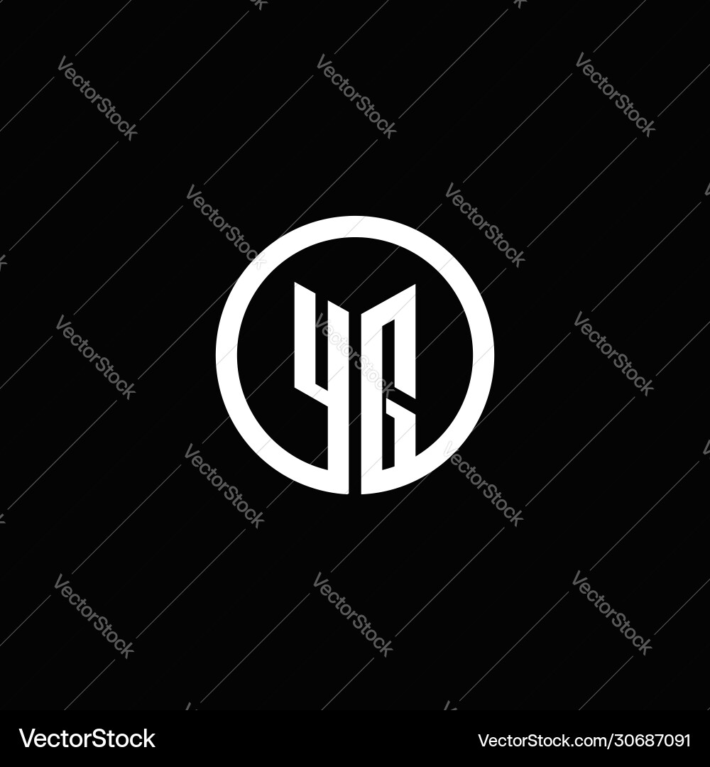 Yg monogram logo isolated with a rotating circle Vector Image