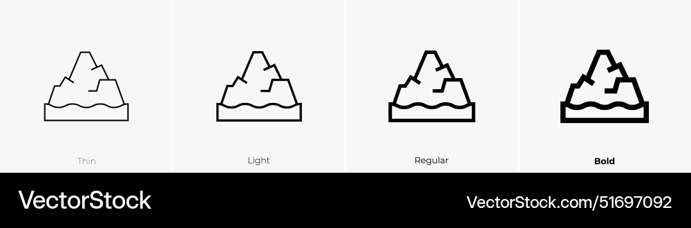 Iceberg icon thin light regular and bold style Vector Image