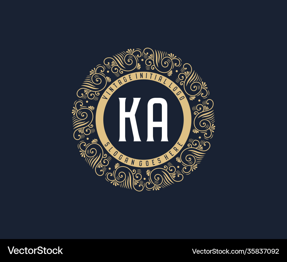 Initial ka antique retro luxury victorian Vector Image