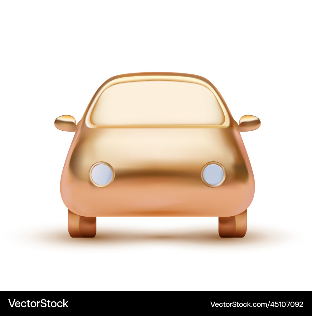 Realistic golden car 3d icon glossy render Vector Image