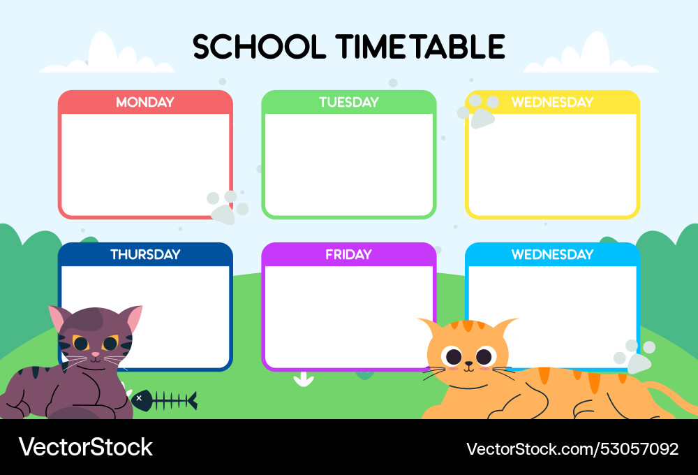 School timetable poster template Royalty Free Vector Image
