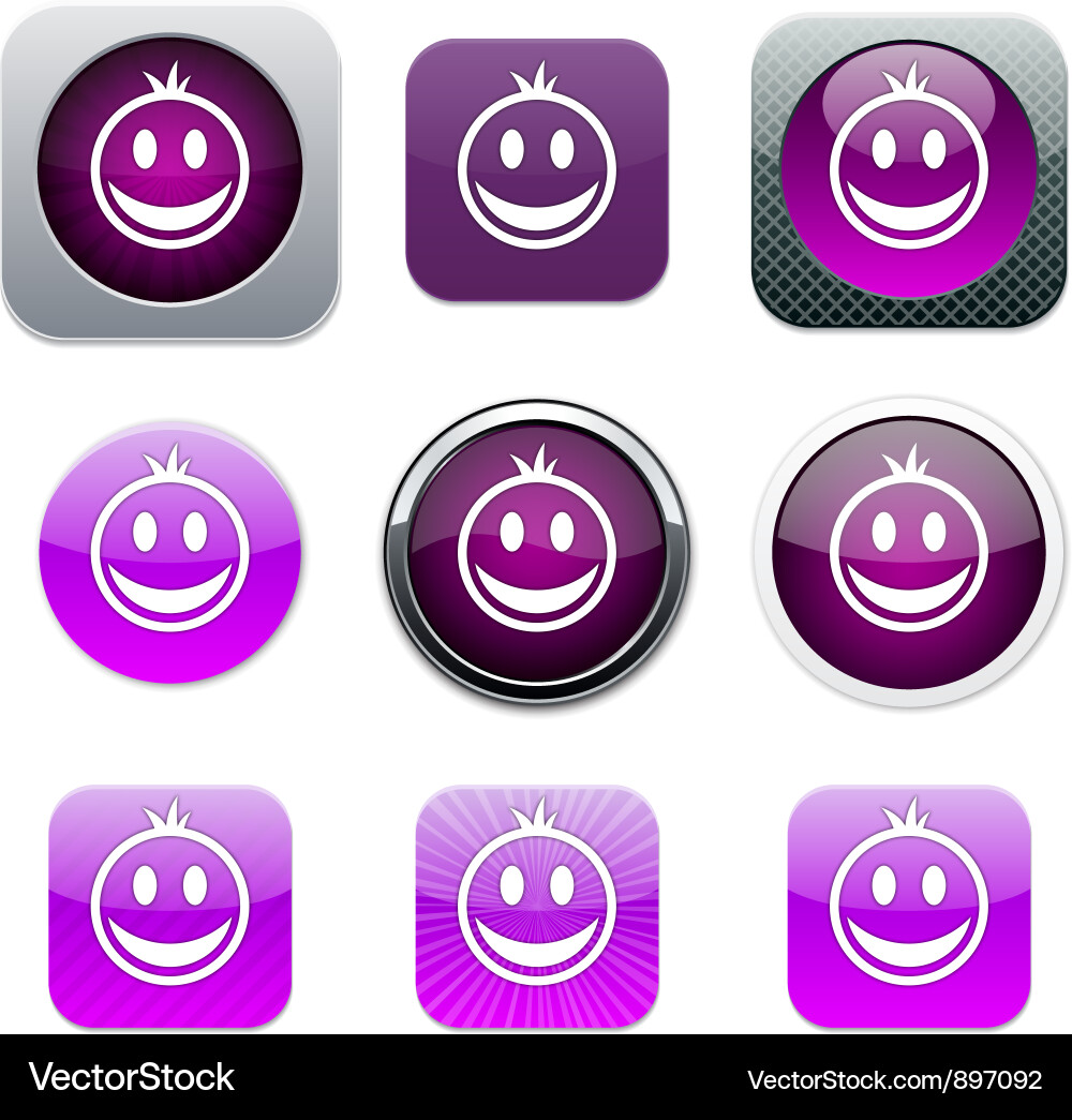Smiley lila app icons Lizenzfreies Vektorbild