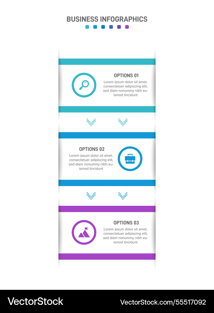 Vertical progress bar featuring 3 arrow-shaped Vector Image
