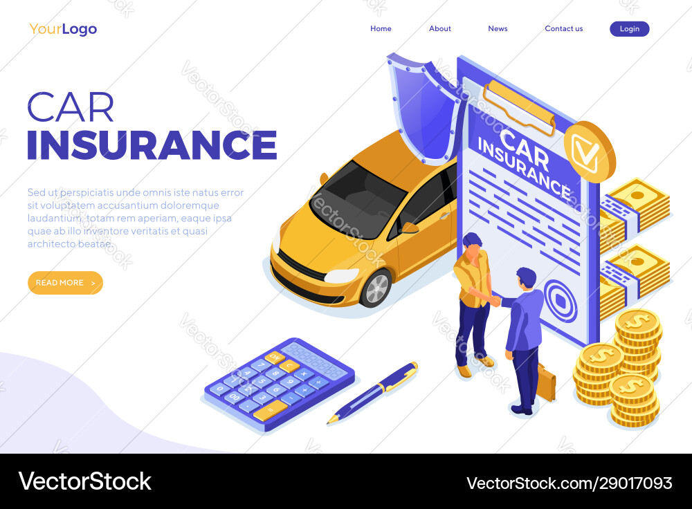 Car insurance isometric concept Royalty Free Vector Image