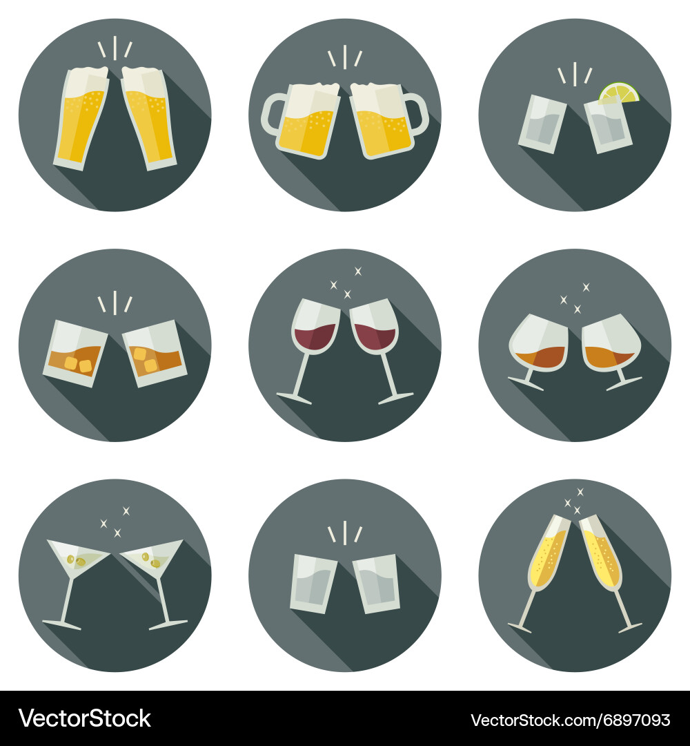 Clink glasses icons Royalty Free Vector Image - VectorStock