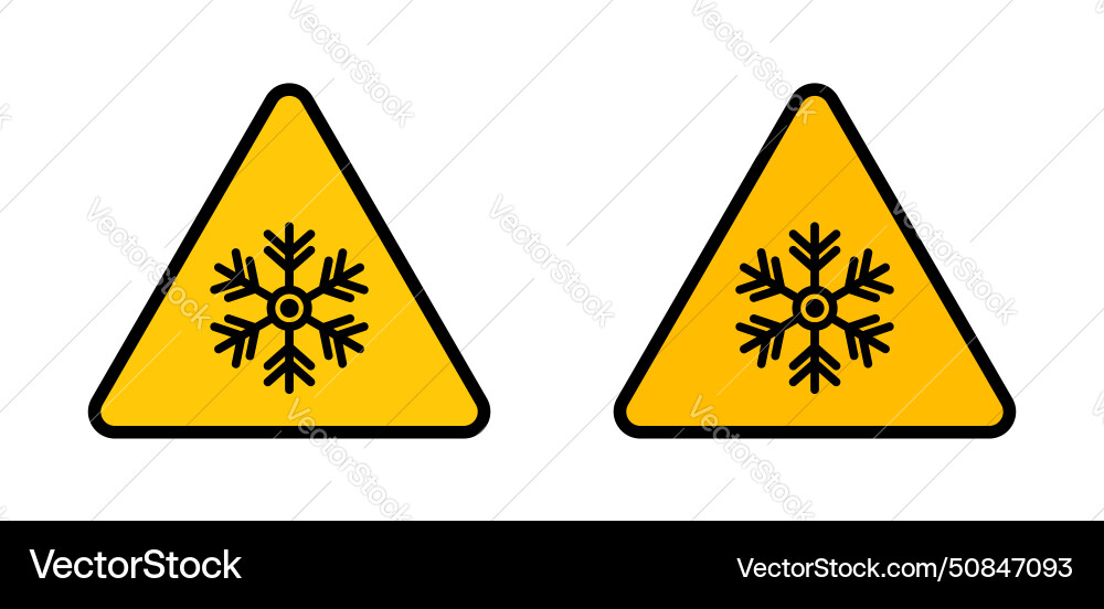 Cold warning sign icon set notice for low Vector Image