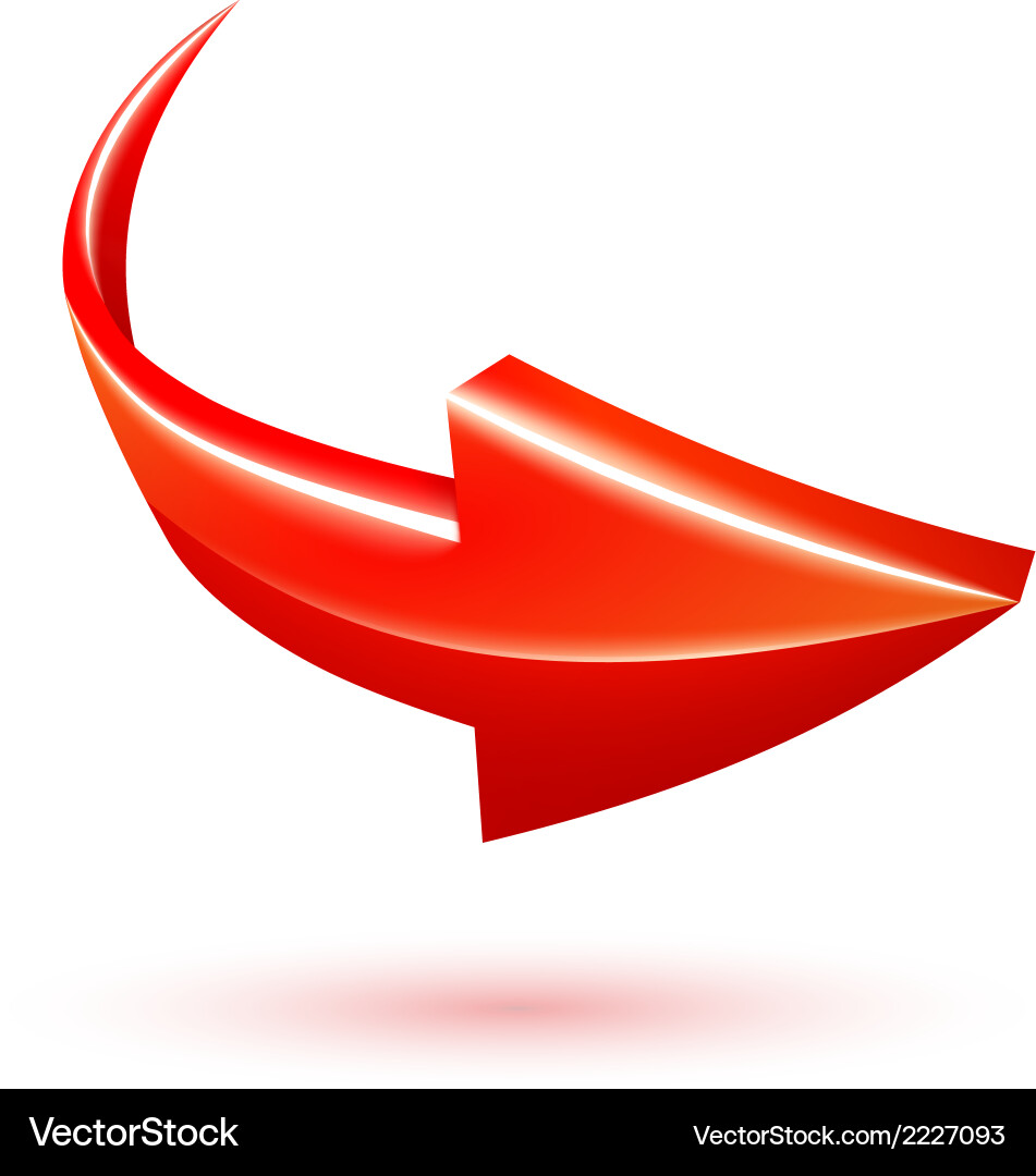Curved red 3d arrow Royalty Free Vector Image - VectorStock