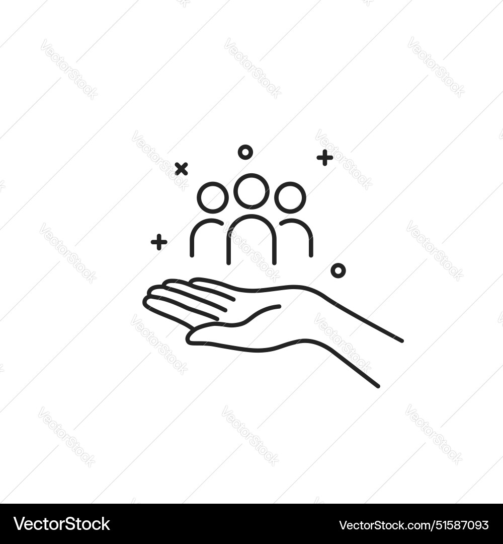 Customer retention thin line icon with hand Vector Image