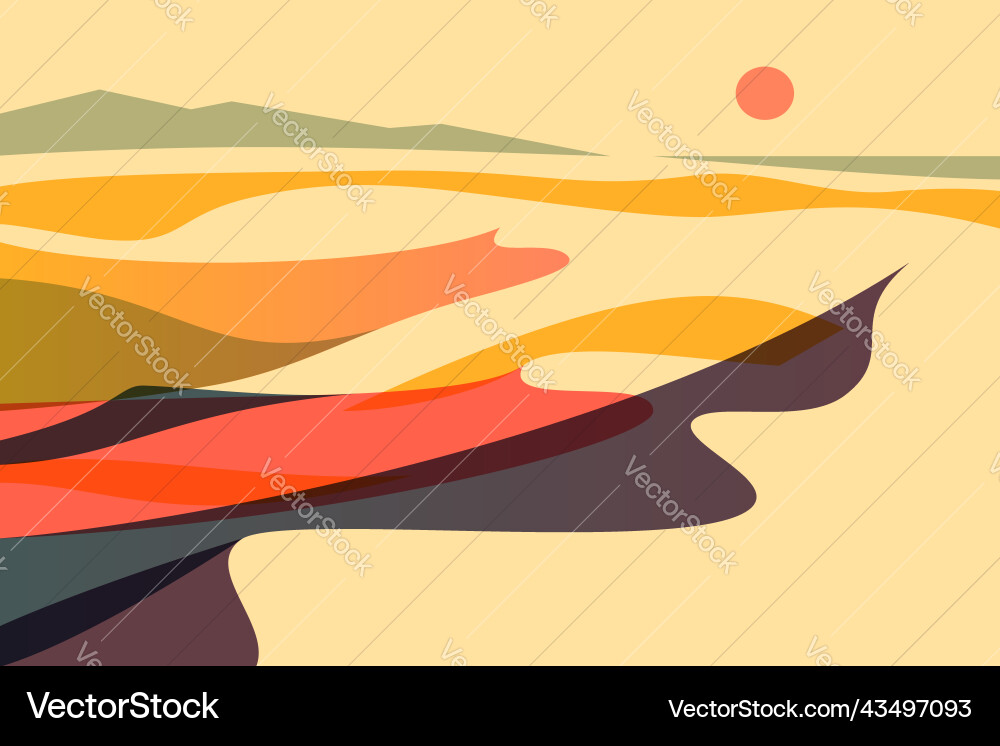 Desert landscape Royalty Free Vector Image - VectorStock