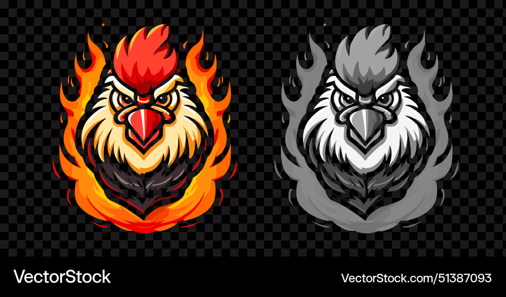 Hot spicy chicken logo design rooster Royalty Free Vector
