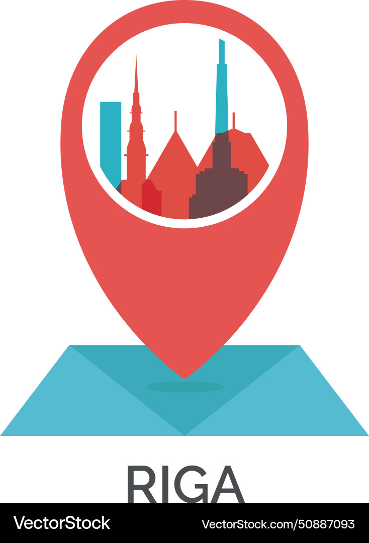 Latvia riga map city pin point geolocation modern Vector Image