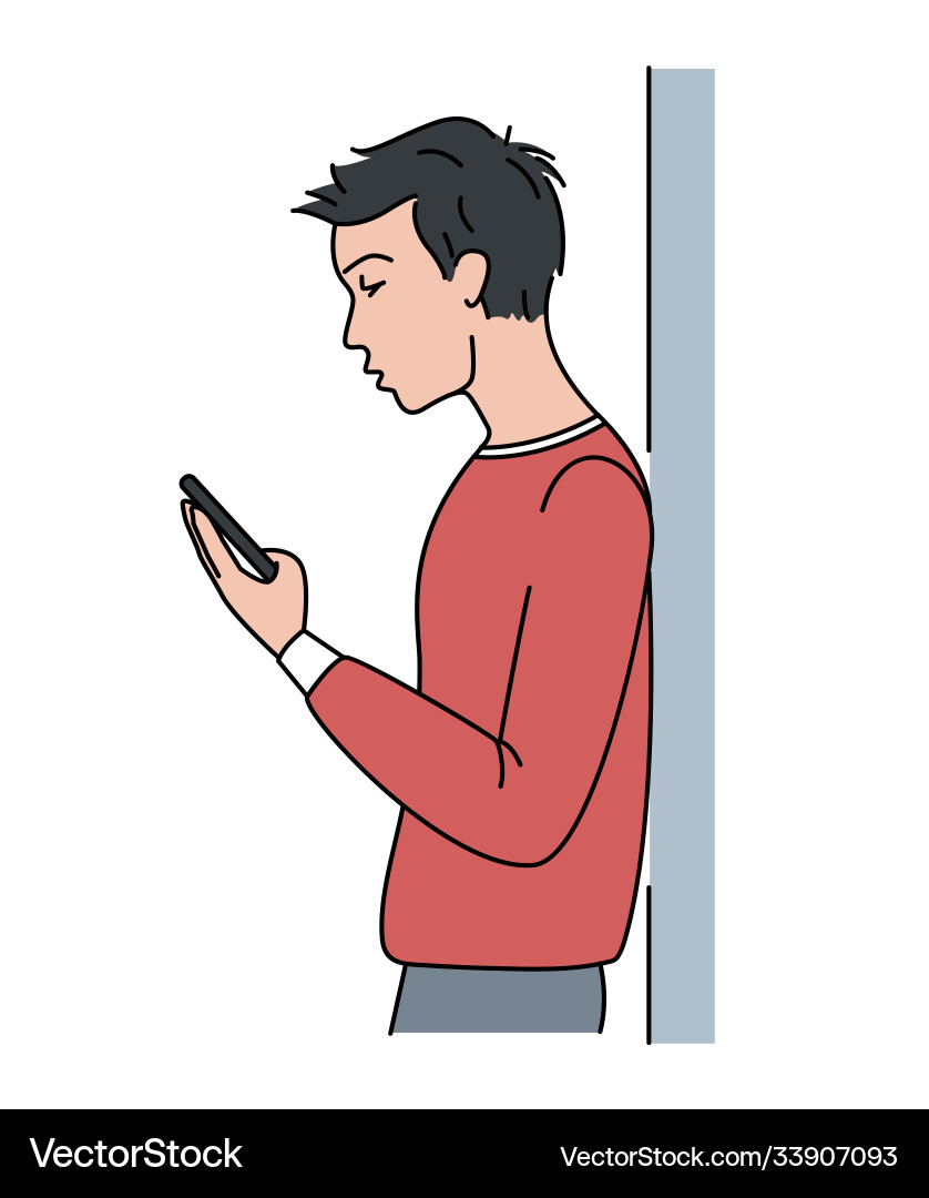 Man leans back against wall Royalty Free Vector Image