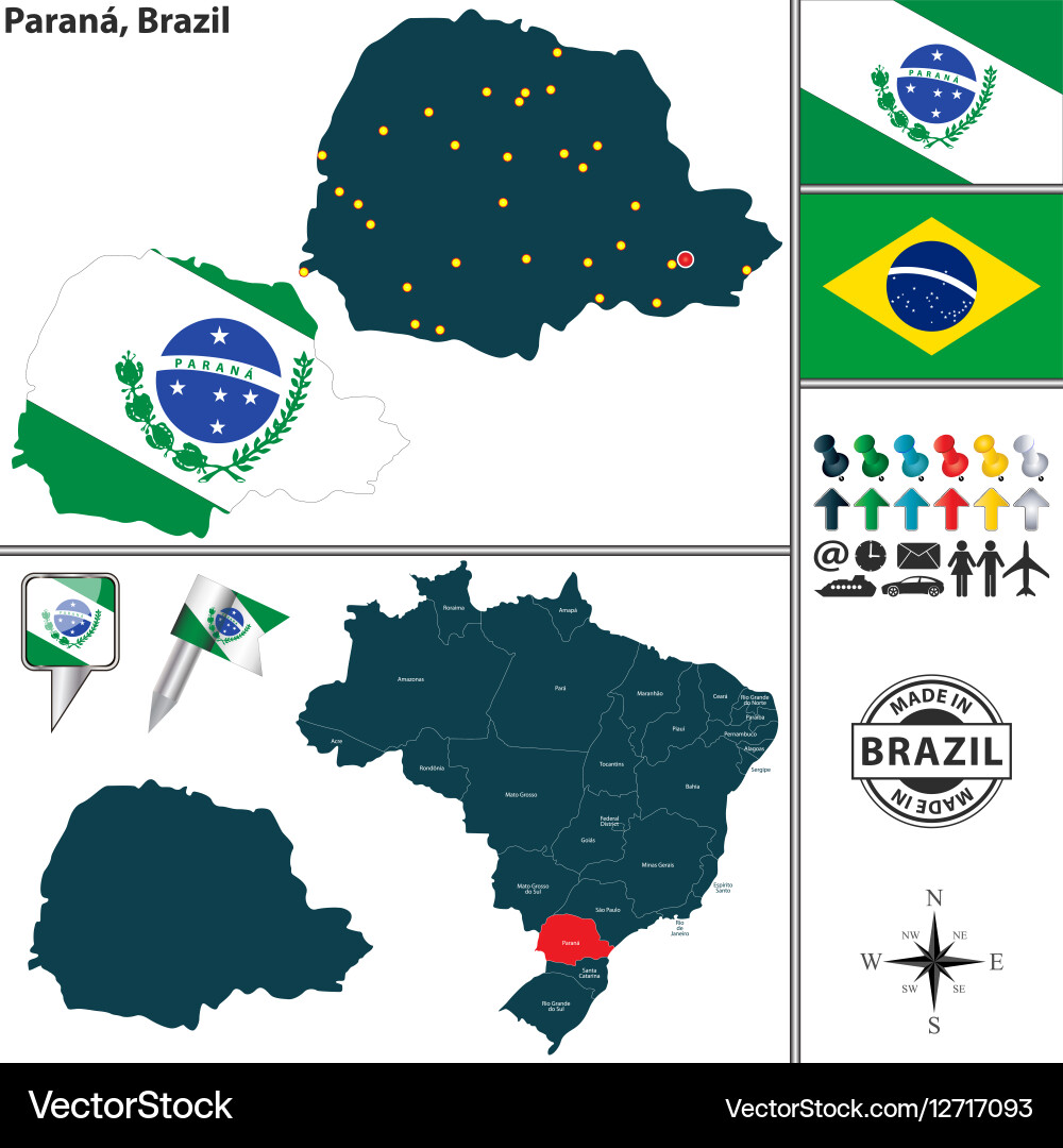 Map of parana Royalty Free Vector Image - VectorStock