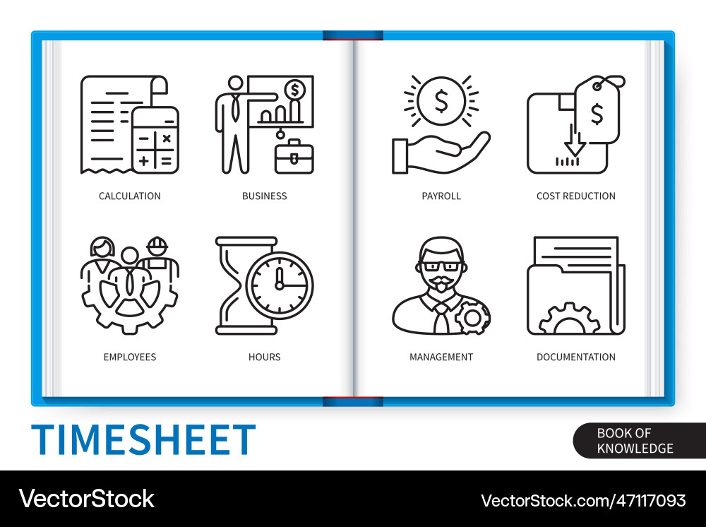 Timesheet & Payroll Icons Royalty Free Vector Image