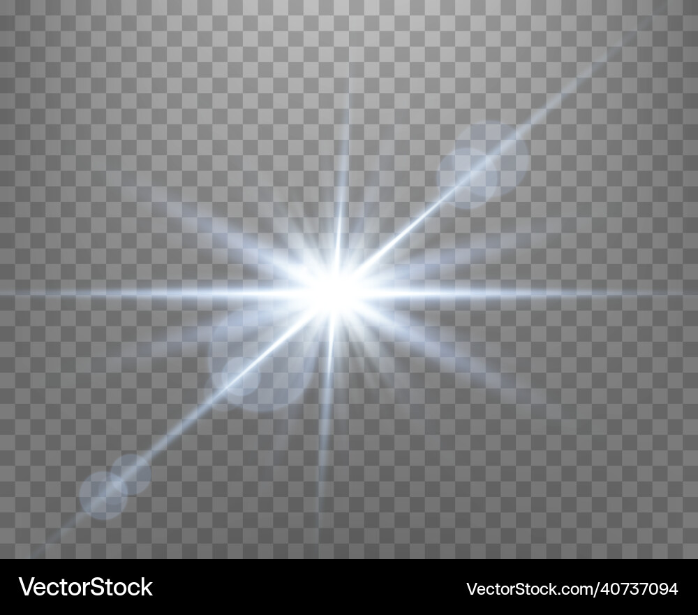 Blue sunlight lens flare sun flash with rays Vector Image