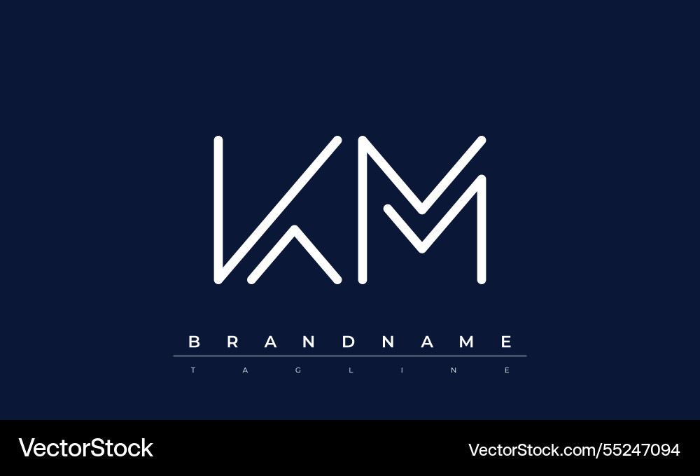 Creative km letter initial logo image Royalty Free Vector