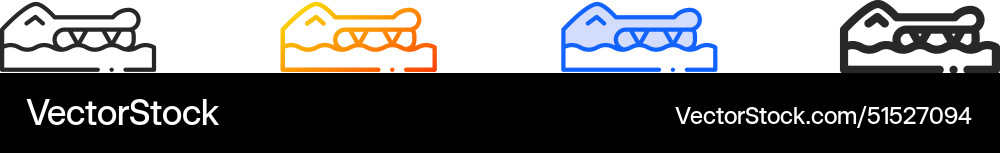 Crocodile iconthin linear gradient blue stroke Vector Image