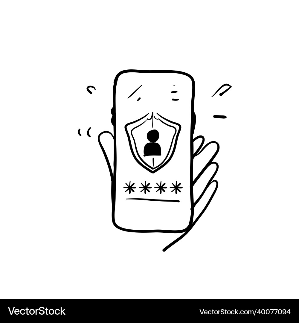 Hand drawn doodle online cyber protection icon Vector Image
