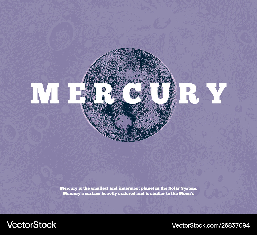 Hand drawn mercury planet Royalty Free Vector Image