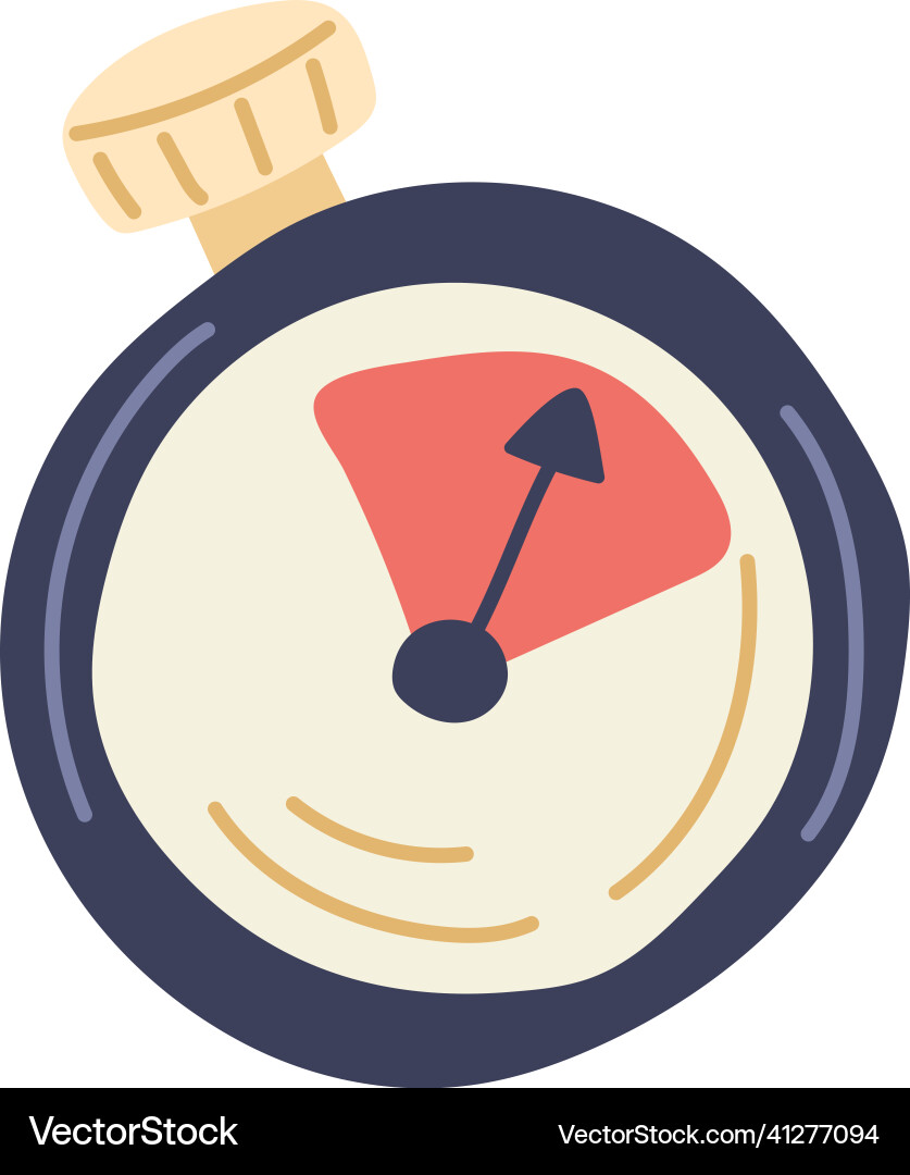 Hand drawn stopwatch with arrow and red dedicated Vector Image