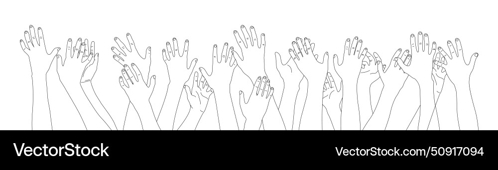 Hand raising line several protest Royalty Free Vector Image