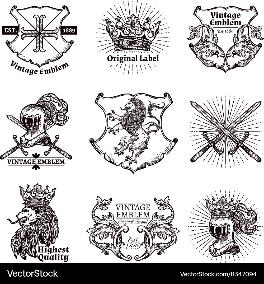 Heraldic emblems set Royalty Free Vector Image