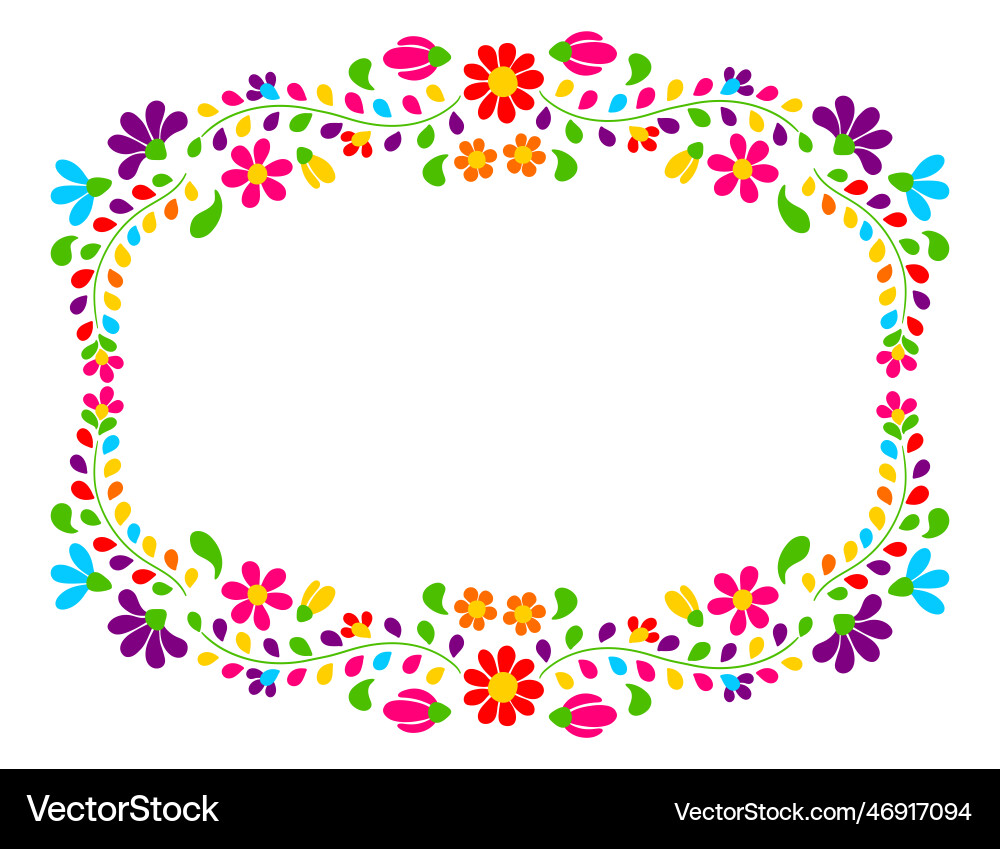 Mexican floral embroidery frame traditional Vector Image