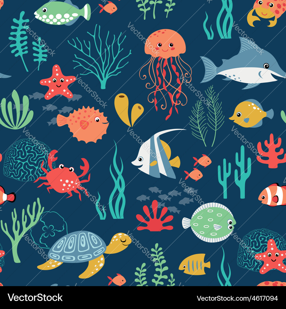 Ocean Life Pattern Royalty Free Vector Image - VectorStock