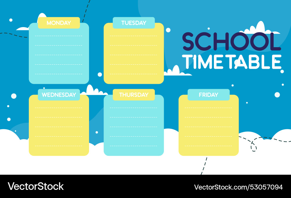 School timetable poster template Royalty Free Vector Image