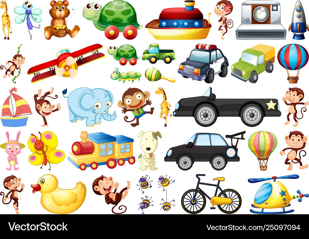 Set children toys Royalty Free Vector Image - VectorStock