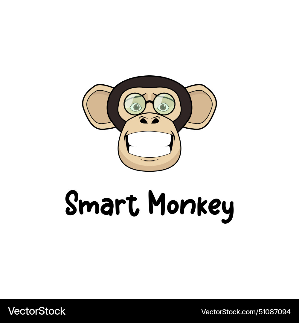 Smiling smart monkey logo symbol design Royalty Free Vector