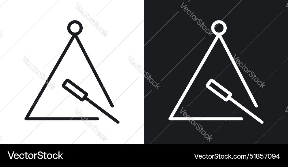 Triangle music icon set in black and white filld Vector Image