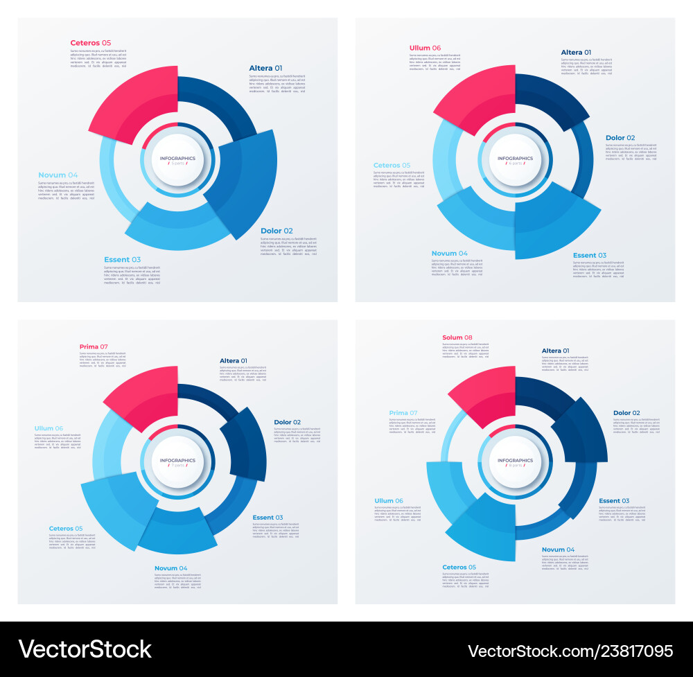 Circle chart designs modern templates Royalty Free Vector