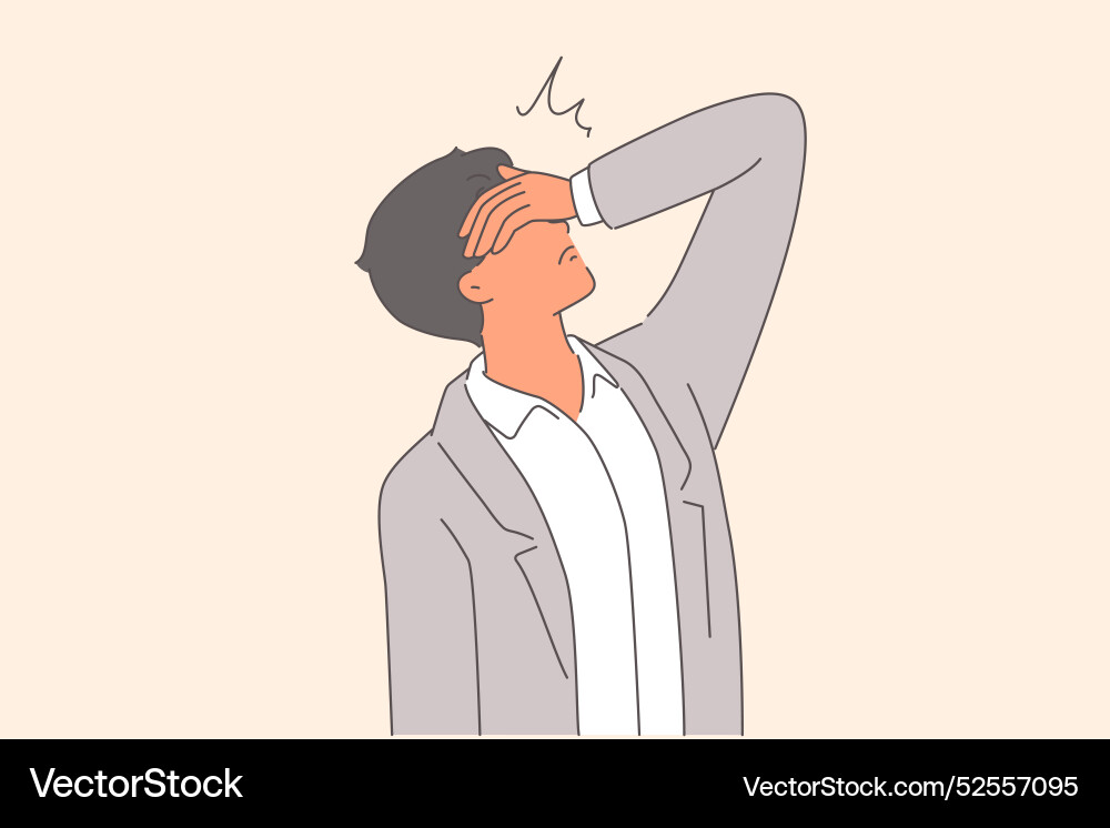 Desperate man makes face palm gesture Royalty Free Vector