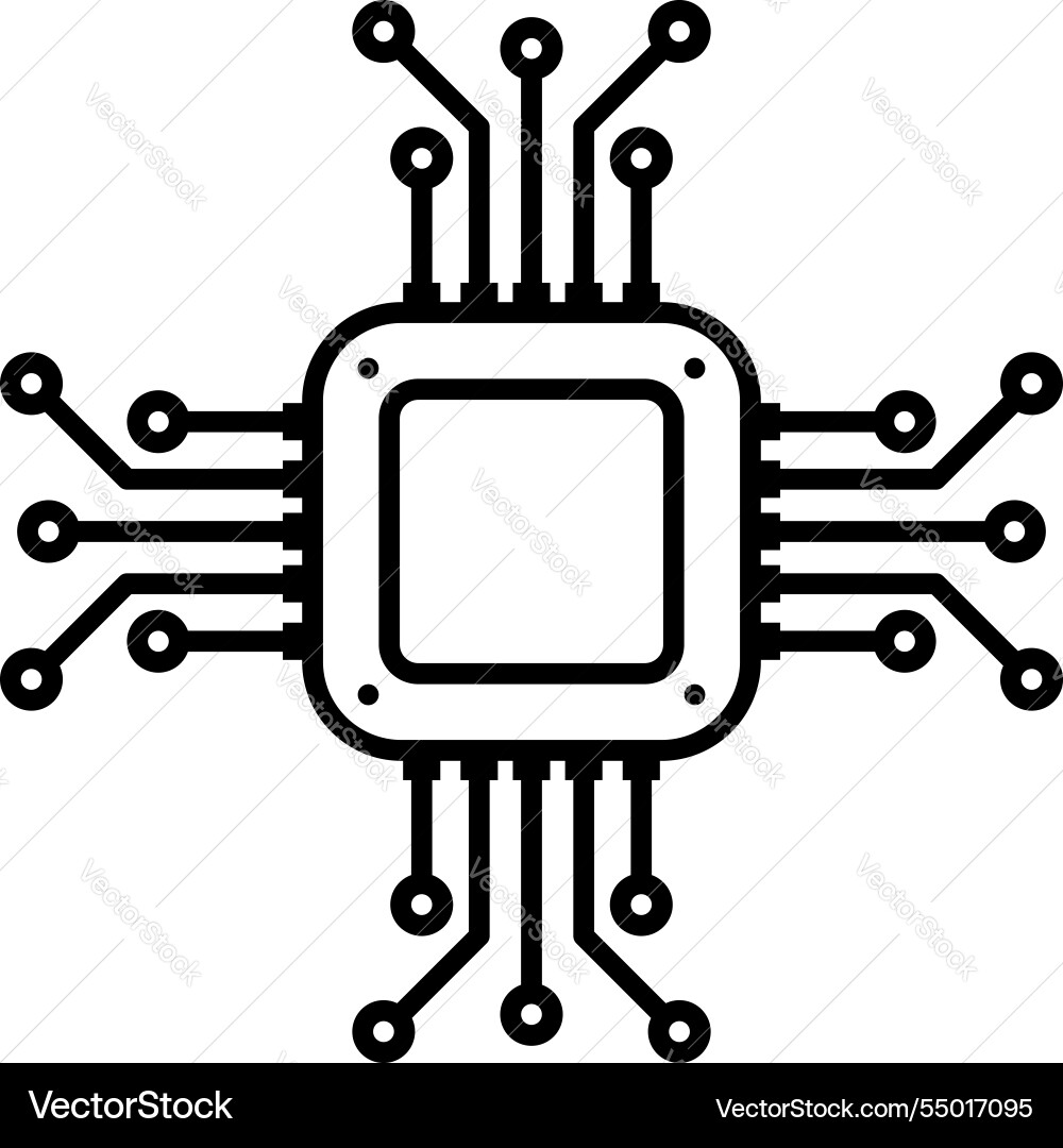 Electronic Processor Chip Icon Royalty Free Vector Image