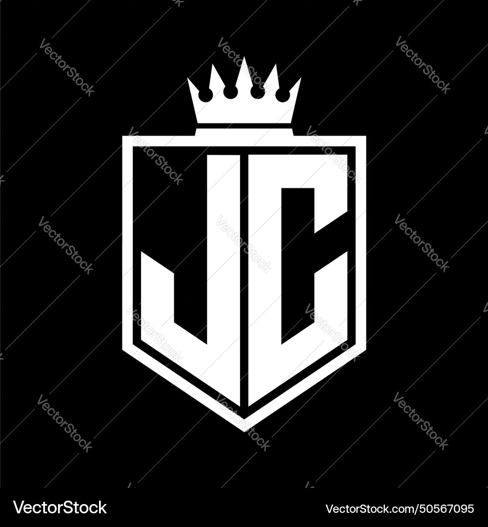 Jc logo monogram bold shield geometric shape Vector Image