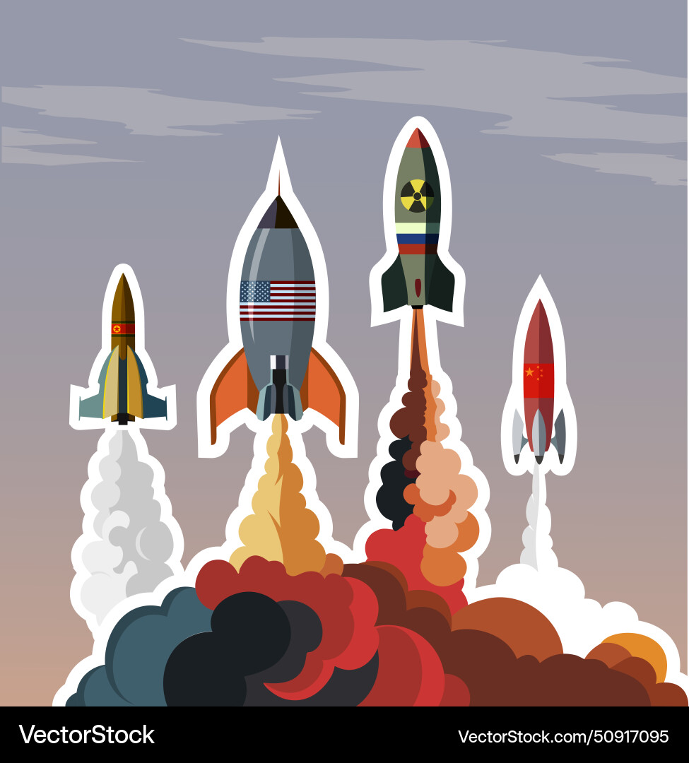 Launching rocket bomb with smoke Royalty Free Vector Image