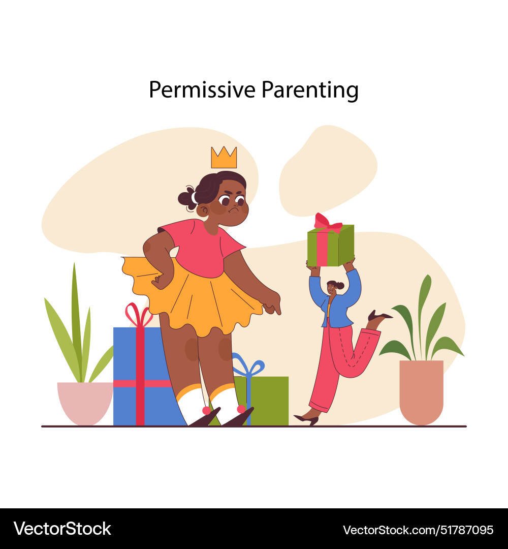 Permissive parenting spoiled little girl Vector Image