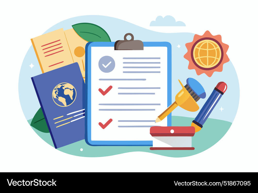 Work permit and legal employment paperwork Vector Image