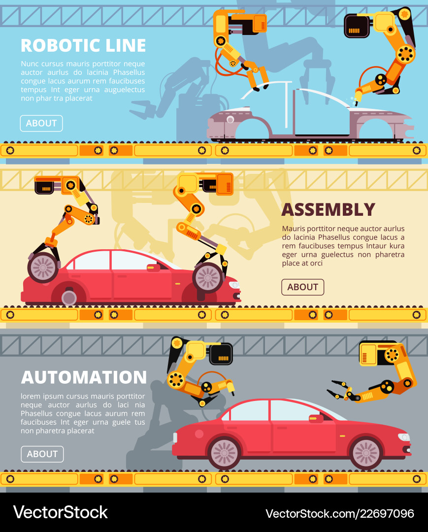 Automated Car Assembly Line Royalty Free Vector Image