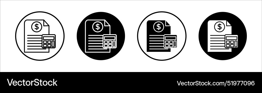 Budget flat line icon set thin Royalty Free Vector Image