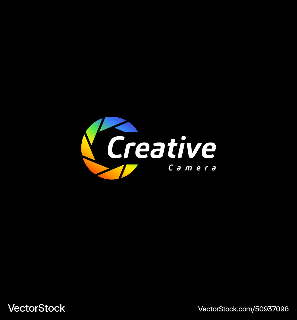 Colorful camera zoom with initial c logo design Vector Image