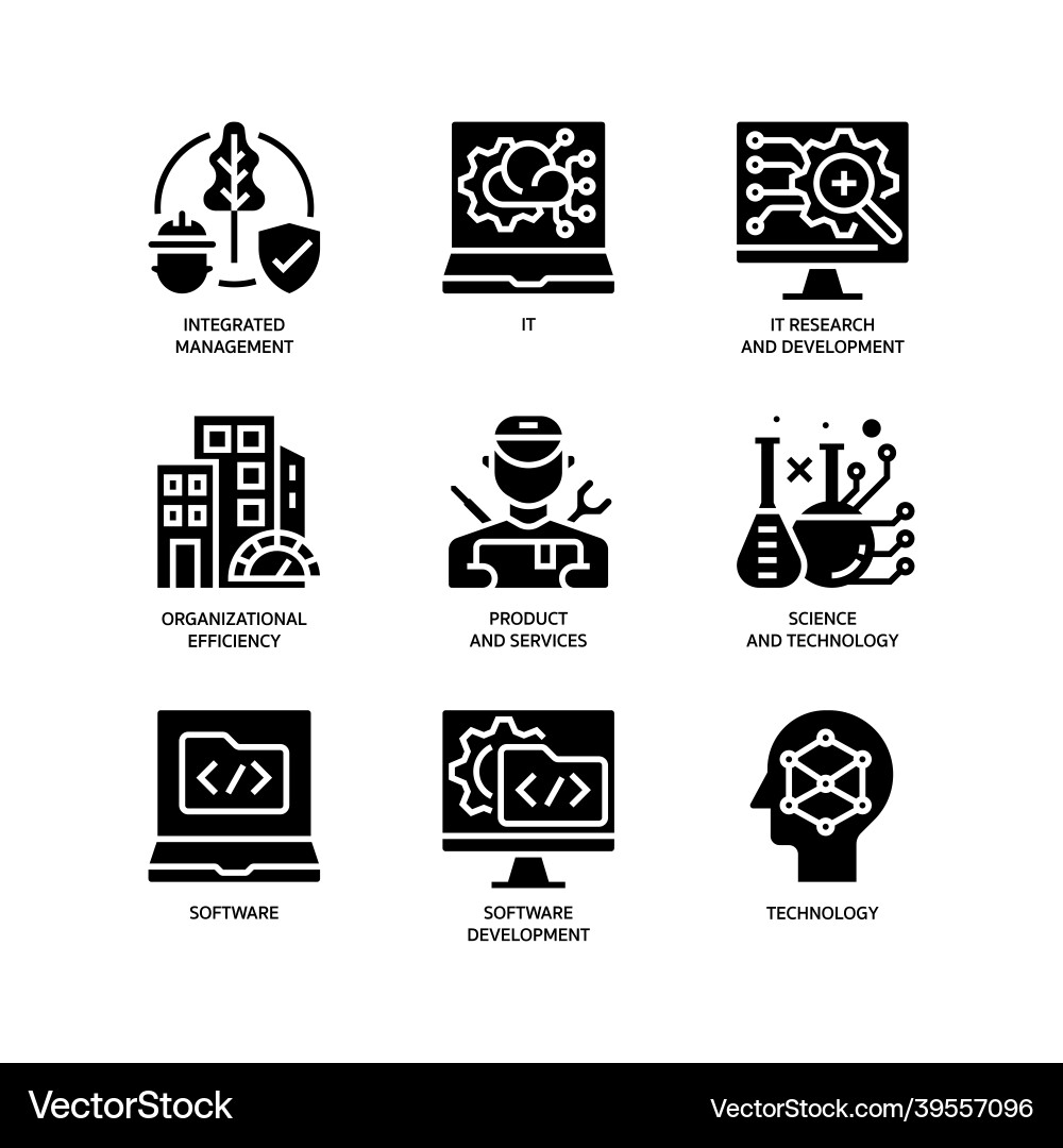 Digital economy icons set Royalty Free Vector Image