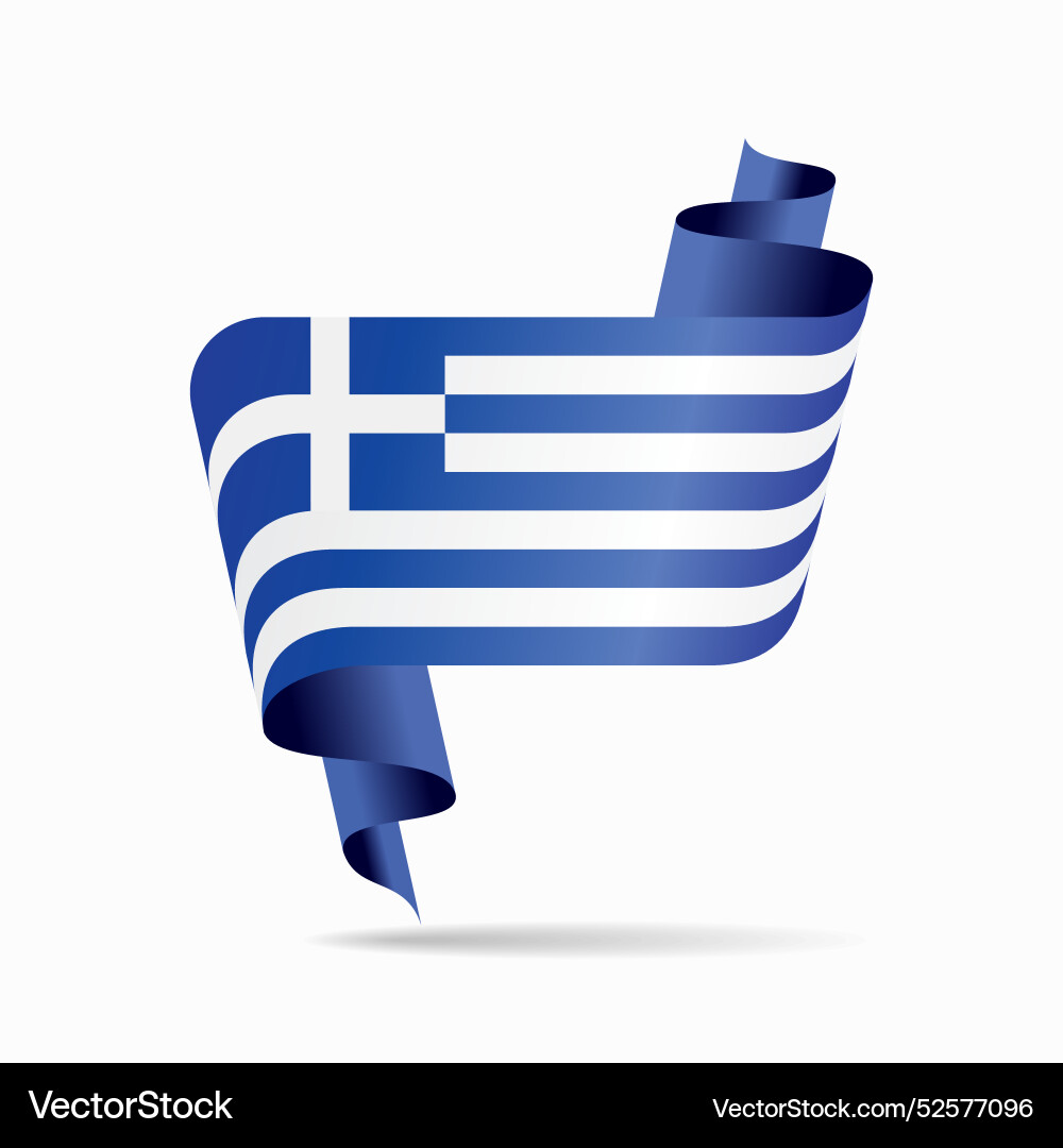 Greek flag wavy ribbon background Royalty Free Vector Image