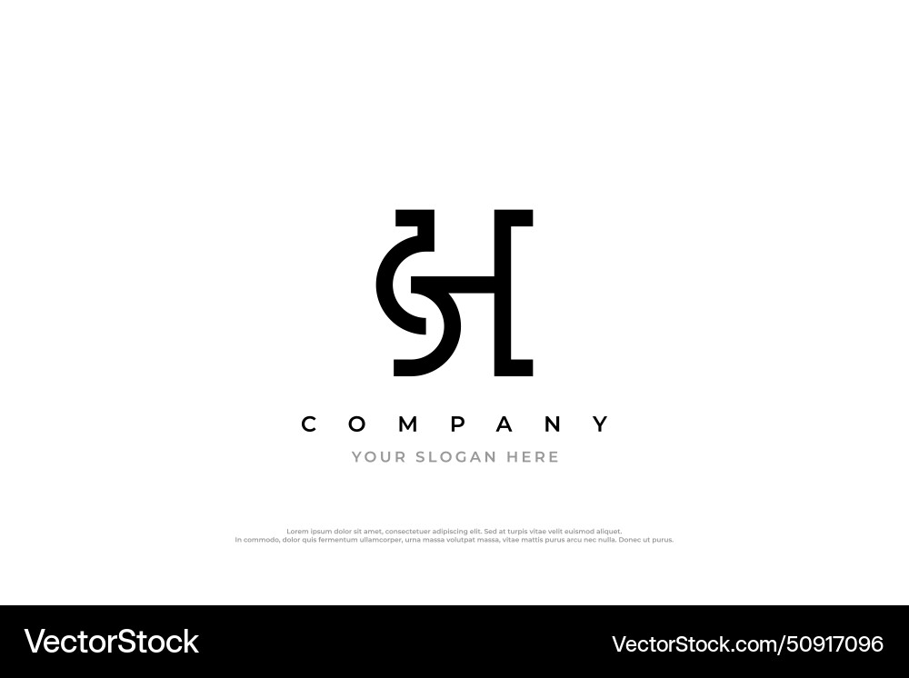 Initial letter sh logo design Royalty Free Vector Image